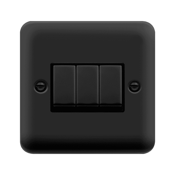 Click Deco Plus DPMB413BK 10A 3 Gang 2 Way Switched Matt Black With ...