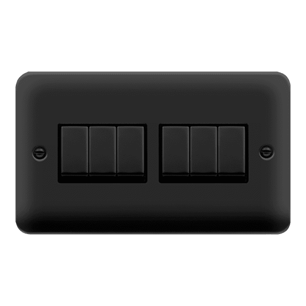 Click Deco Plus DPMB416BK 10A 6 Gang 2 Way Switched Matt Black With ...