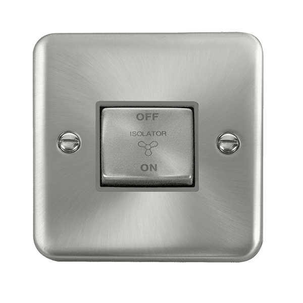 Click Deco Plus DPSC520GY 10A 3 Pole Fan Isolated Plate Switch Satin ...