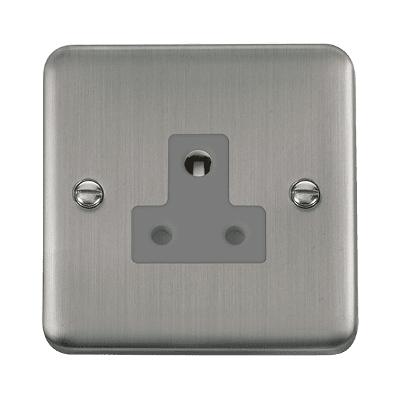 Click Deco Plus DPSS038GY 5a Round Pin Socket Outlet Stainless Steel ...