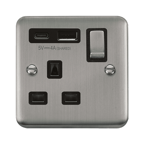 Click Deco Plus DPSS585BK 13A 1 Gang Switched Safety Shutter Socket ...