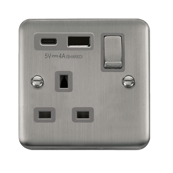 Click Deco Plus DPSS585GY 13A 1 Gang Switched Safety Shutter Socket ...