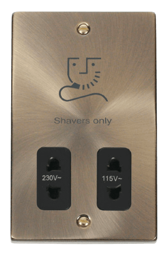 Click Deco VPAB100BK Dual Voltage Shaver Socket Outlet 115/230V ...