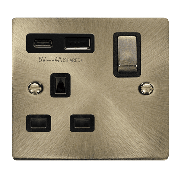 Click Deco VPAB585BK 13A 1 Gang Switched Safety Shutter Socket Outlet ...