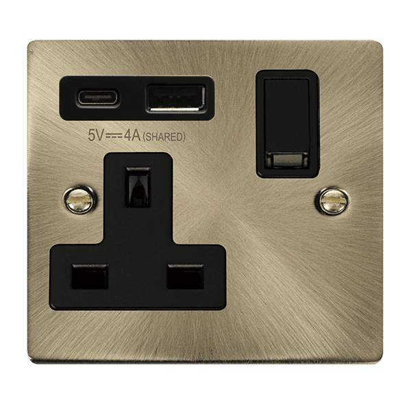 Click Deco VPAB785BK 13A 1 Gang Switched Safety Shutter Socket Outlet ...