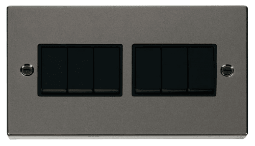 Click Deco VPBN105BK 6 Gang 2 Way 10AX Switch - Black Nickel