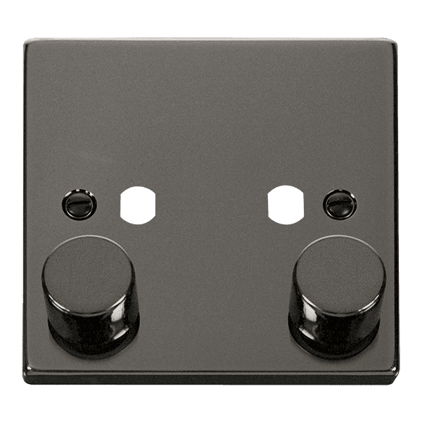 Click Deco VPBN152PL 2 Gang Double Dimmer Plate & Knob Black Nickel