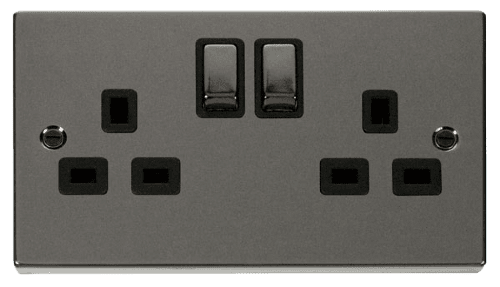 Click Deco VPBN536BK 2 Gang 13A DP Ingot Switched Socket Outlet - Black ...