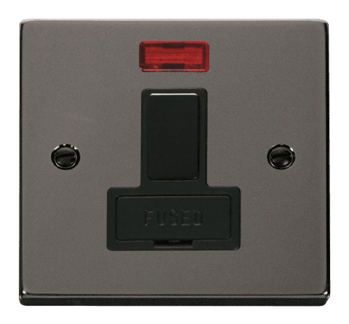 Click Deco VPBN652BK 13A Fused Switched Spur Unit With Neon - Black Nickel