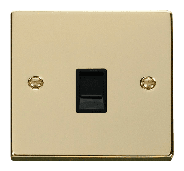 Click Deco VPBR117BK RJ45 Outlet Polished Brass With Black Insert