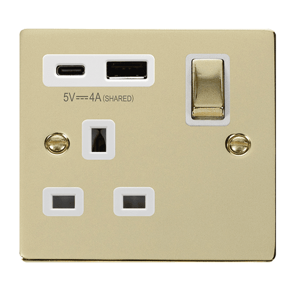 Click Deco VPBR585WH 13A 1 Gang Switched Safety Shutter Socket Outlet ...