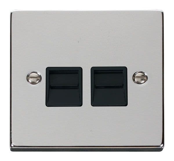 Click Deco VPCH126BK Twin Telephone Socket Outlet Secondary - Chrome