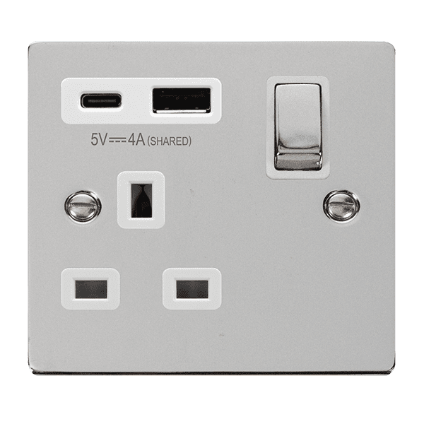 Click Deco VPCH585WH 13A 1 Gang Switched Safety Shutter Socket Outlet ...