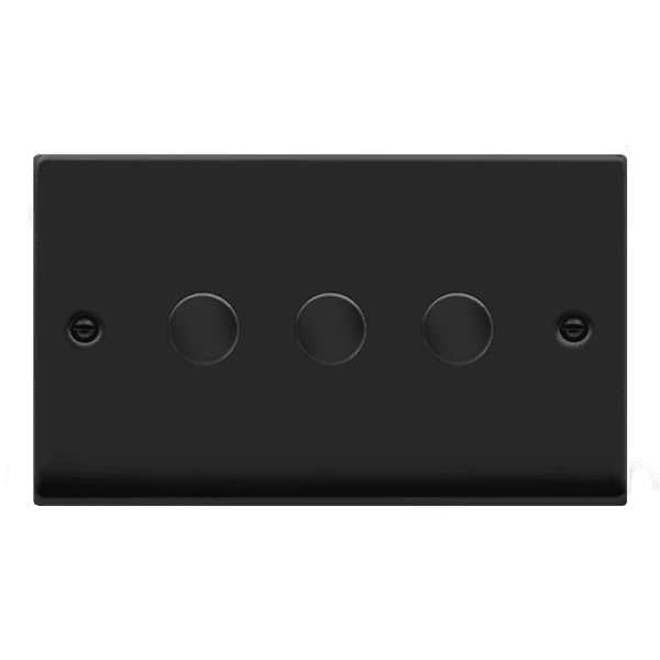 Click Deco VPMB163 3 Gang 2 Way 100w Led Dimmer Switch Matt Black