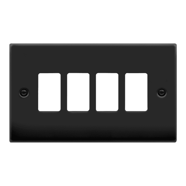 Click Deco VPMB20404 4 Gang Grid Module Plate Matt Black