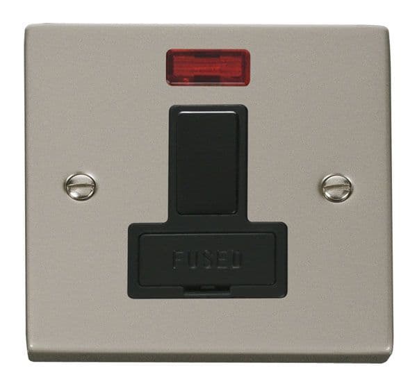 Click Deco VPPN652BK 13A Fused Switched Spur Unit With Neon - Pearl Nickel