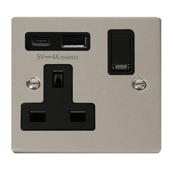 Click Deco VPPN785BK 13A 1 Gang Switched Safety Shutter Socket Outlet ...