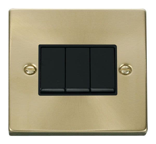 Click Deco VPSB013BK 3 Gang 2 Way 10AX Switch - Satin Brass