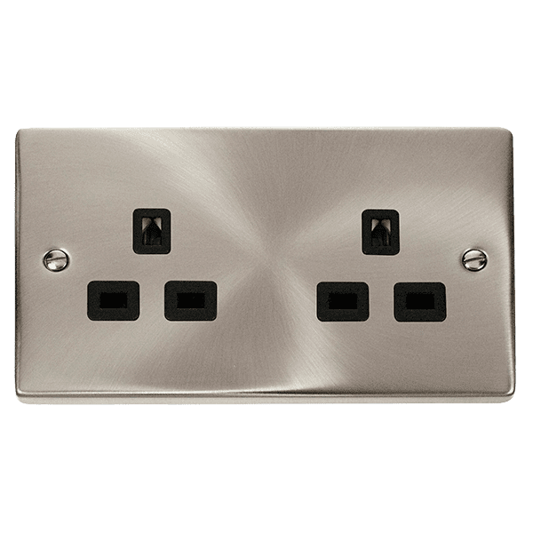 Click Deco VPSC532BK 13A 2 Gang 3 Pin Safety Shutter Unswitched Socket ...