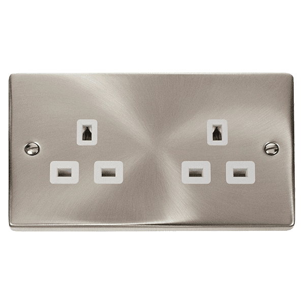 Click Deco VPSC532WH 13A 2 Gang 3 Pin Safety Shutter Unswitched Socket ...