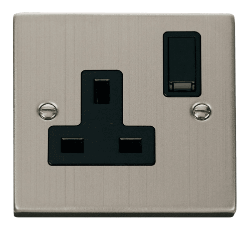 Click Deco VPSS035BK 1 Gang 13A DP Switched Socket Outlet - Stainless Steel