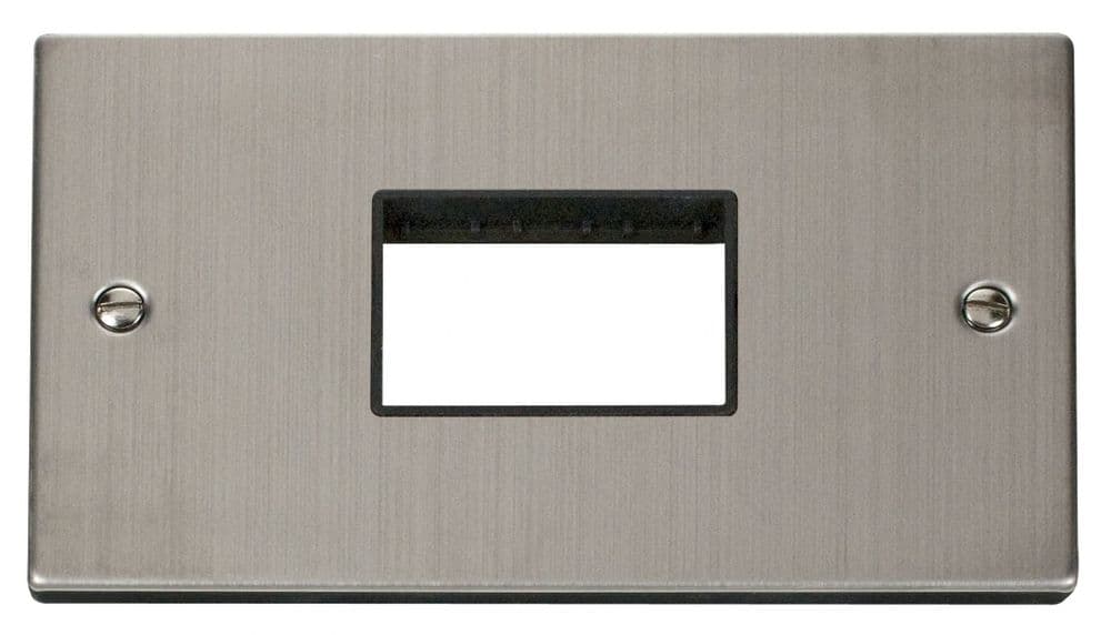 Click Deco VPSS432BK 2 Gang Triple Switch Plate Inserts - Stainless Steel
