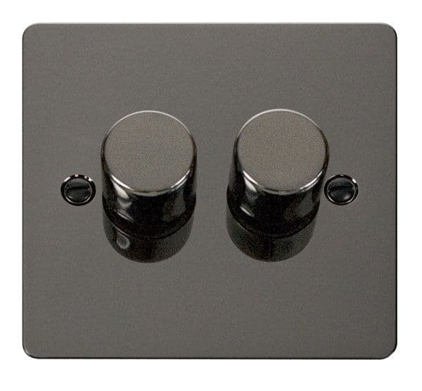 Click Define FPBN162 2 Gang 2 Way 100W LED Dimmer Switch - Black Nickel