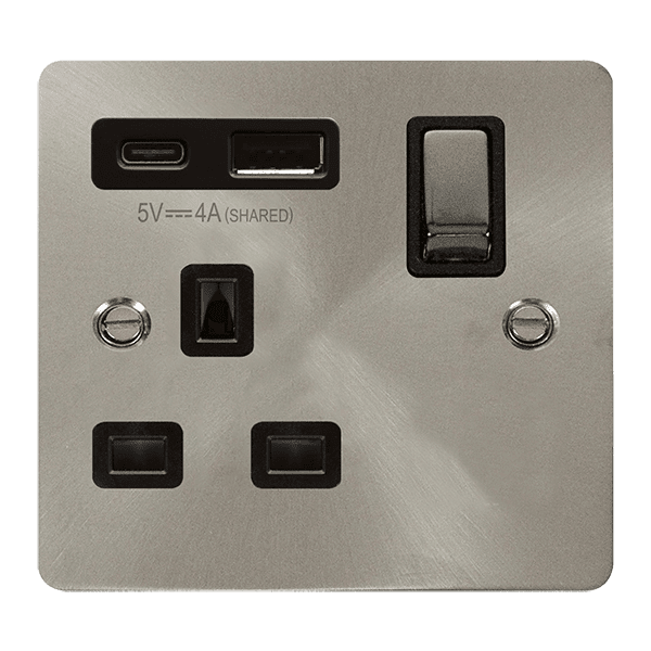 Click Define FPBS585BK 13A 1 Gang Switched Safety Shutter Socket Outlet ...