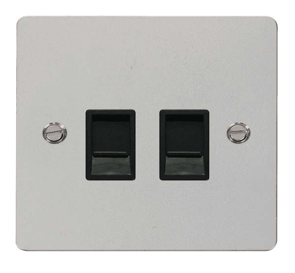 Click Define FPCH118BK Flat Plate Twin RJ45 Socket Chrome With Black Insert