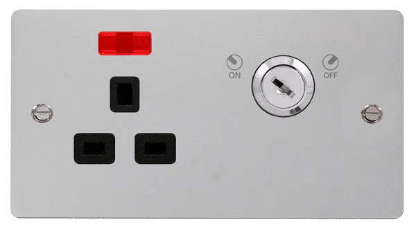 Click Define FPCH655BK 13A 1 Gang DP Lockable Socket Neon Define Chrome ...