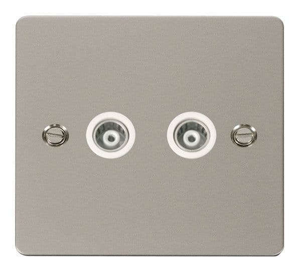 Click Define FPPN159WH 2 Gang Isolated Coaxial Socket - Pearl Nickel