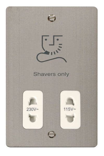Click Define FPSS100WH 115/230V Shaver Socket Outlet - Stainless Steel
