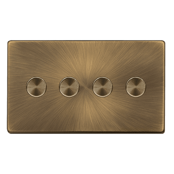 Click Definity SFAB164 4 Gang 2 Way 100w Dimmer Switch Antique Brass
