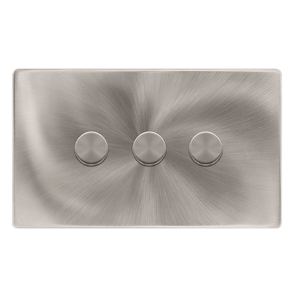 Click Definity SFBS163 3 Gang 2 Way 100w Dimmer Switch Brushed Stainless