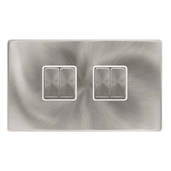 Click Definity SFBS414PW 10AX 4 Gang 2 Way Switch Cover Plate Brushed ...