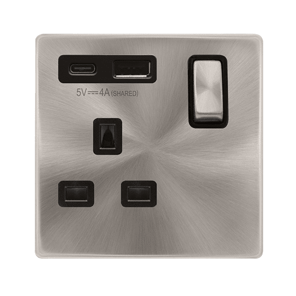 Click Definity SFBS585BK 13A 1 Gang Switched Safety Shutter Socket ...
