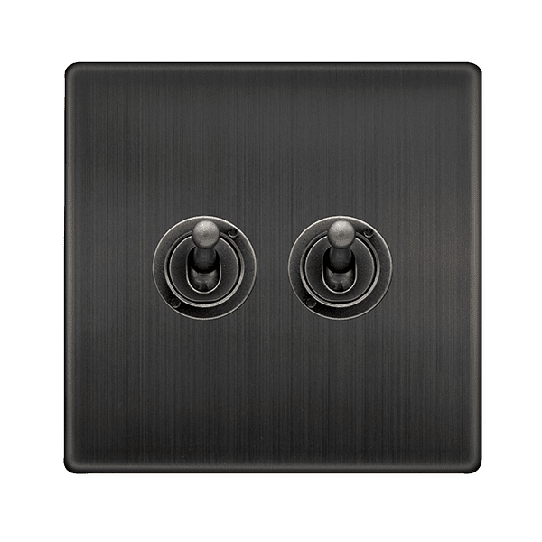 Click Definity SFBZ422 10AX 2 Gang 2 Way Toggle Switch Module Matt Bronze