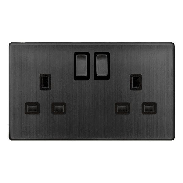 Click Definity SFBZ536BK 13A 2 Gang DP Switched Socket Cover Plate Matt ...
