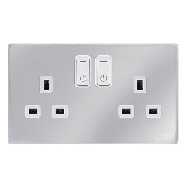 Click Definity SFCH30036PW 13A 2 Gang RF Smart Socket Chrome Polar With ...