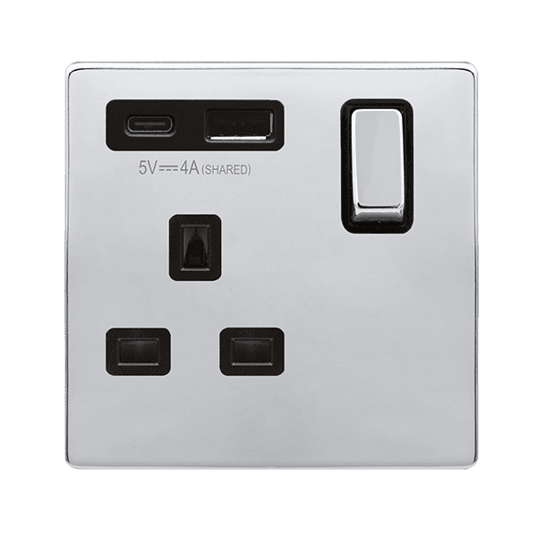 Click Definity SFCH585BK 13A 1 Gang Switched Safety Shutter Socket ...