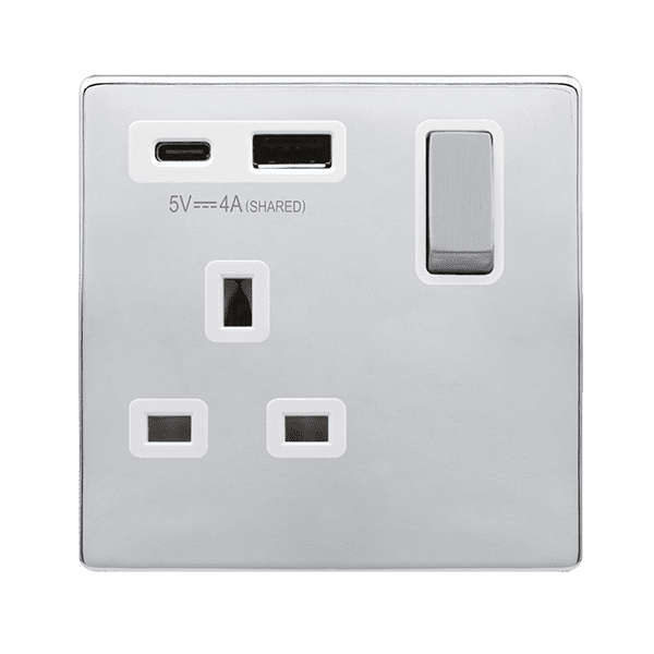 Click Definity SFCH585PW 13A 1 Gang Switched Safety Shutter Socket ...