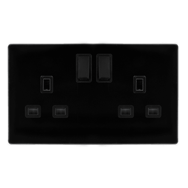 Click Definity SFMB036BK 13A 2 Gang DP Switched Socket Cover Plate Matt ...