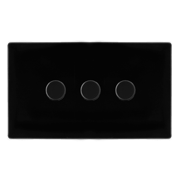 Click Definity SFMB163 3 Gang 2 Way 100w Dimmer Switch Matt Black