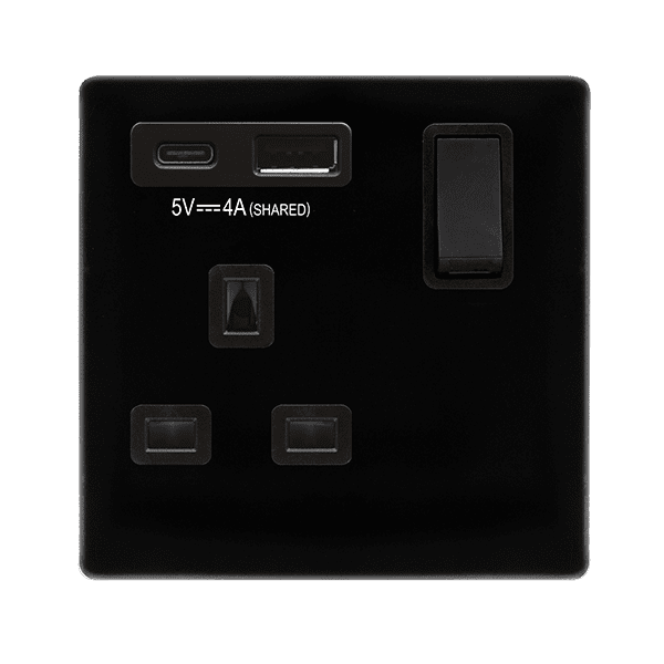 Click Definity SFMB785BK 13A 1 Gang Switched Safety Shutter Socket ...