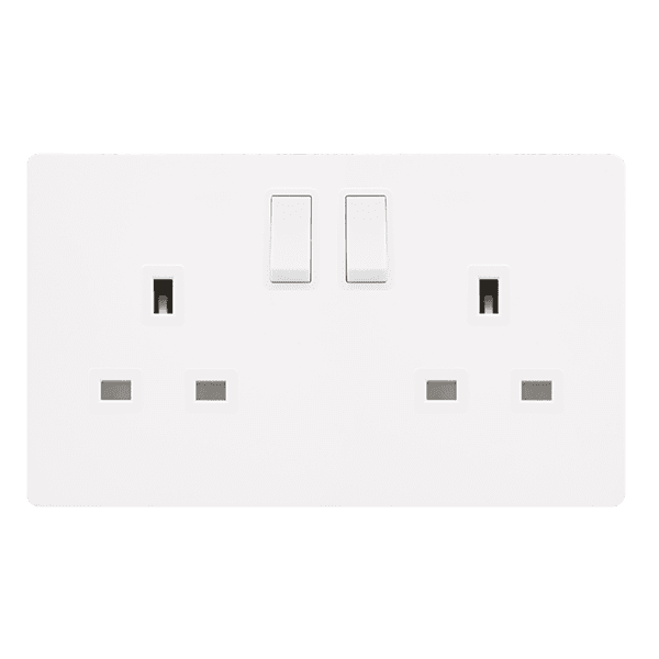 Click Definity SFMW036PW 13A 2 Gang DP Switched Socket Cover Plate Matt ...