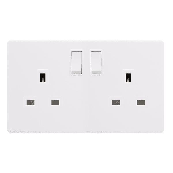 Click Definity SFPW036PW 13A 2 Gang DP Switched Socket Cover Plate ...