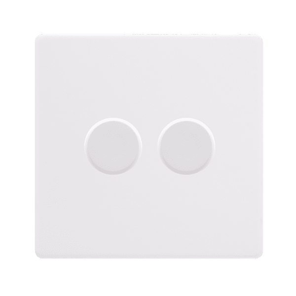Click Definity SFPW162 2 Gang 2 Way 100w Dimmer Switch Polar White