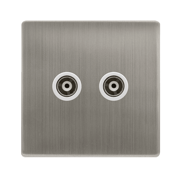 Click Definity SFSS159PW Twin Isolated COAX Outlet Cover Plate ...