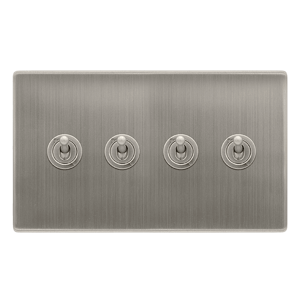 Click Definity SFSS424 10AX 4 Gang 2 Way Toggle Switch Module Stainless ...
