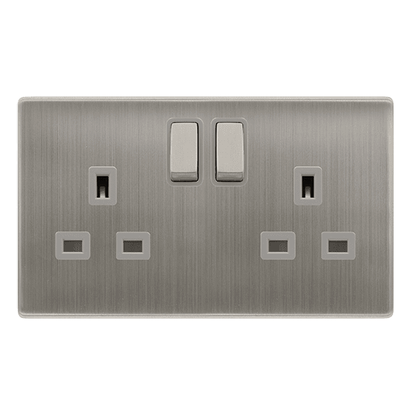 Click Definity SFSS536GY 13A 2 Gang DP Switched Socket Cover Plate ...